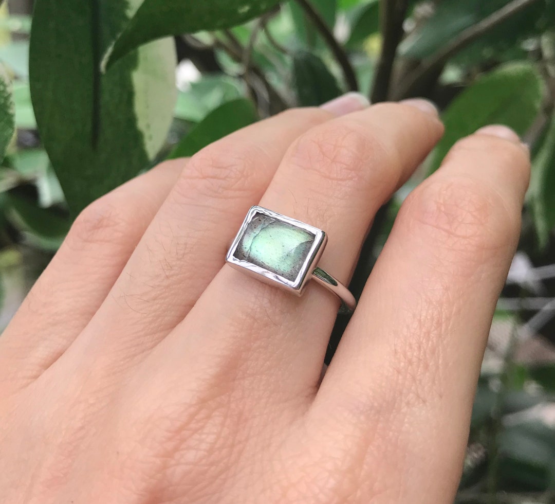 Rectangle Labradorite Boho Sterling Silver Vertical Horizontal Smooth ...
