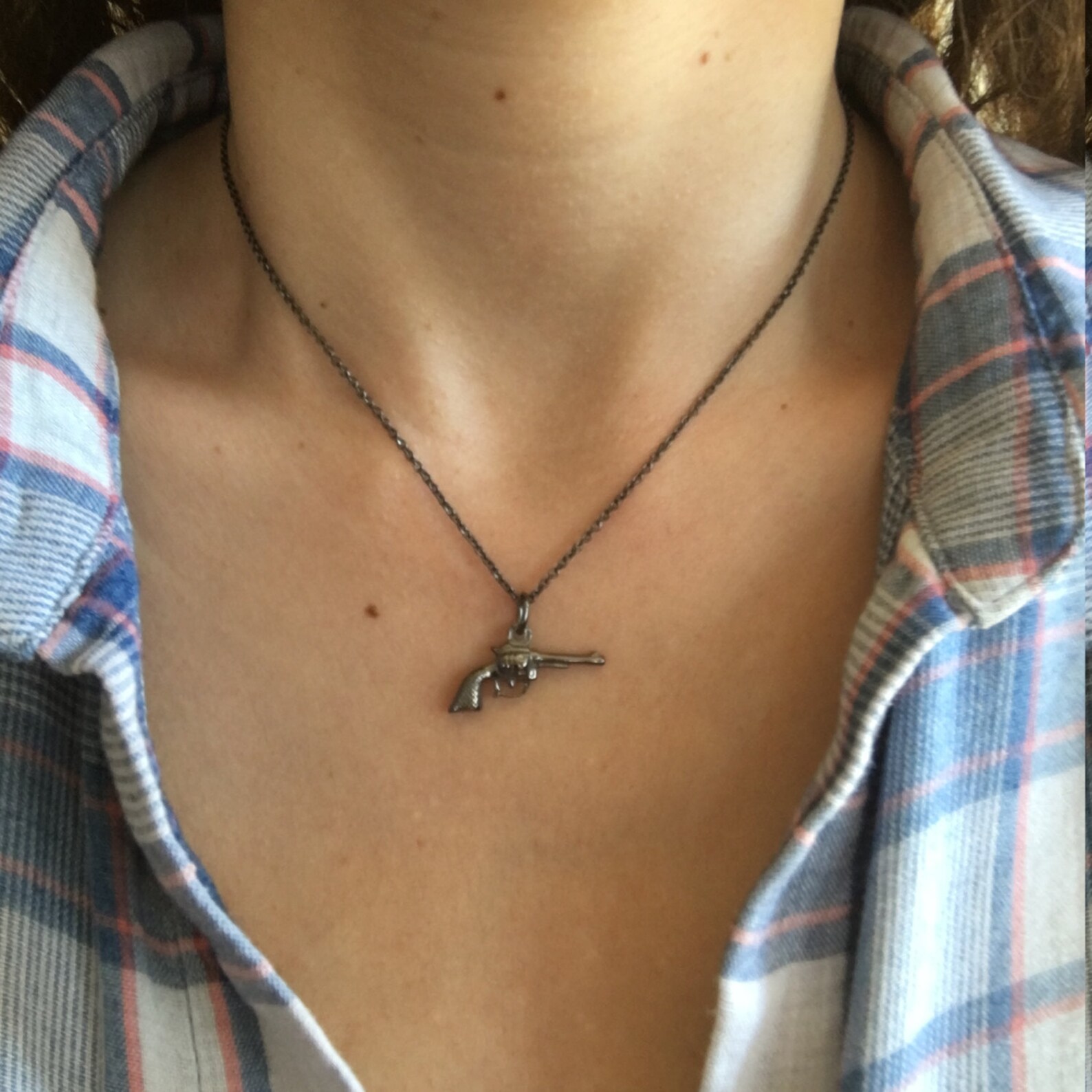 Gold Gun Necklace Gun Necklace Rifle Necklace Revolver Necklace Gold ...