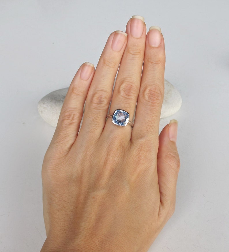 Classic Blue Ring Square Blue Ring-december Birthstone | Etsy