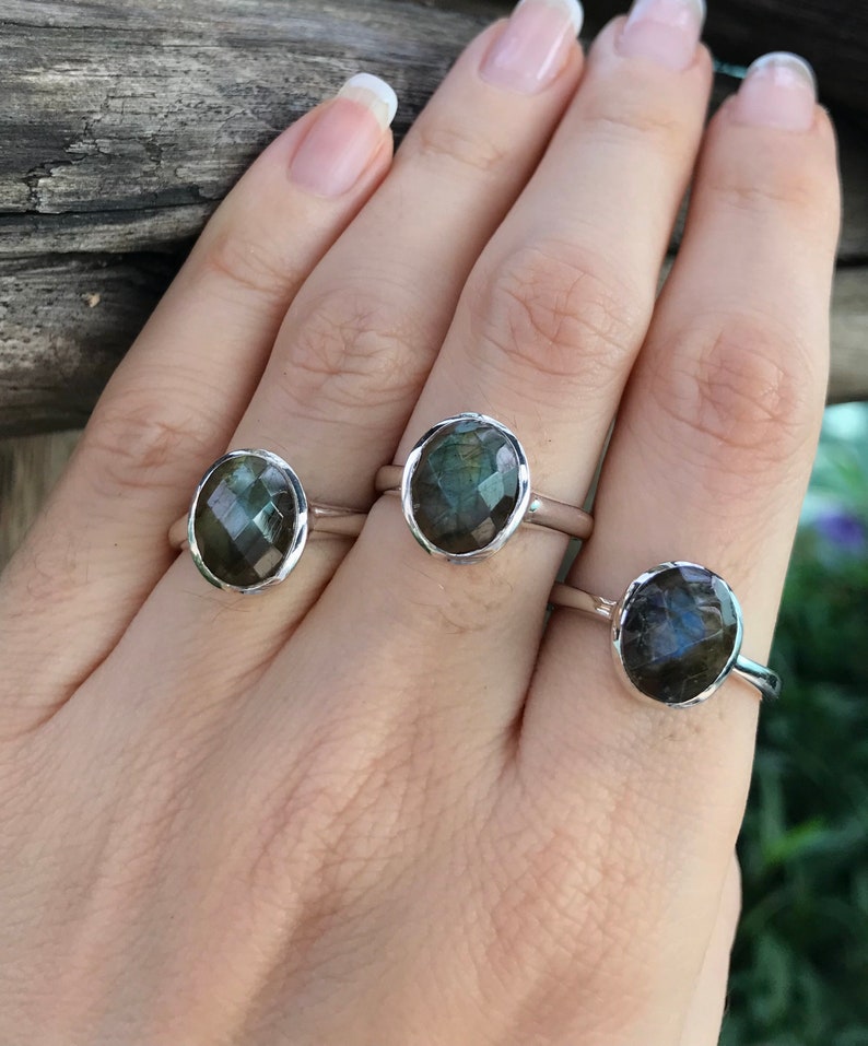 Oval Labradorite Rose Cut Ring Rainbow Labradrorite Silver | Etsy