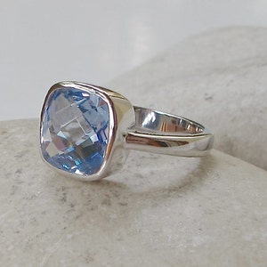 Classic Blue Ring- Square Blue Ring-december Birthstone Ring-stackable ...