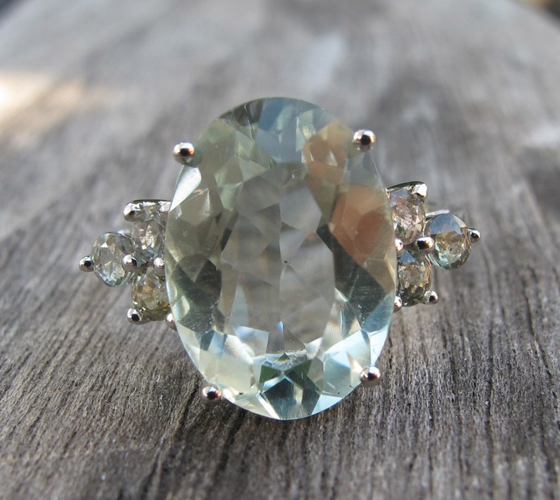 Genuine Oval Green Amethyst Engagement Ring Large Natural | Etsy