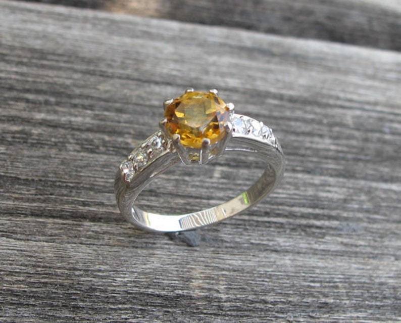 Natural Citrine Engagement 8 Prong Ring-genuine Round Silver - Etsy