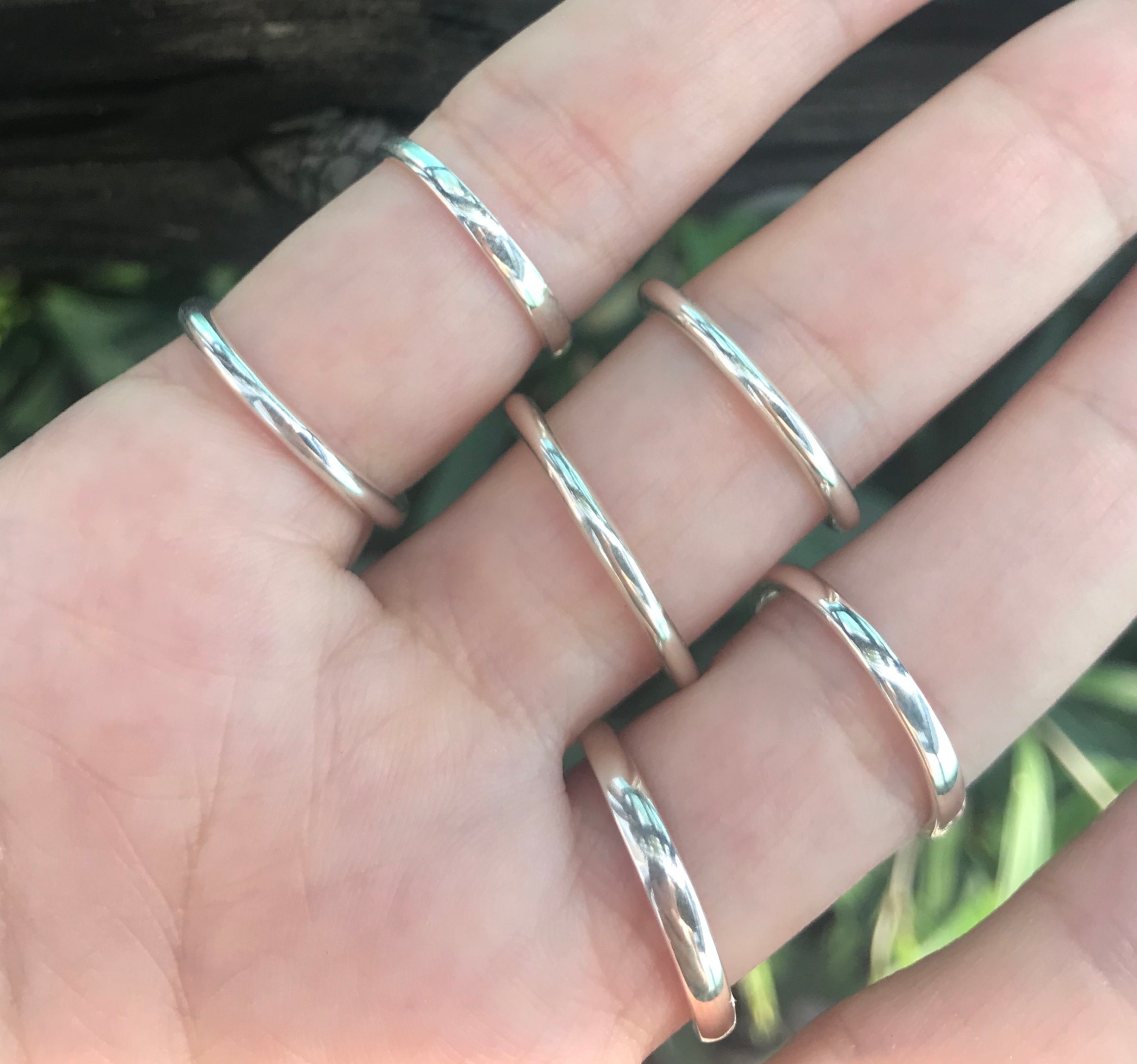 Gemstone Stackable Sterling Silver Ring Stone Ring Set for | Etsy