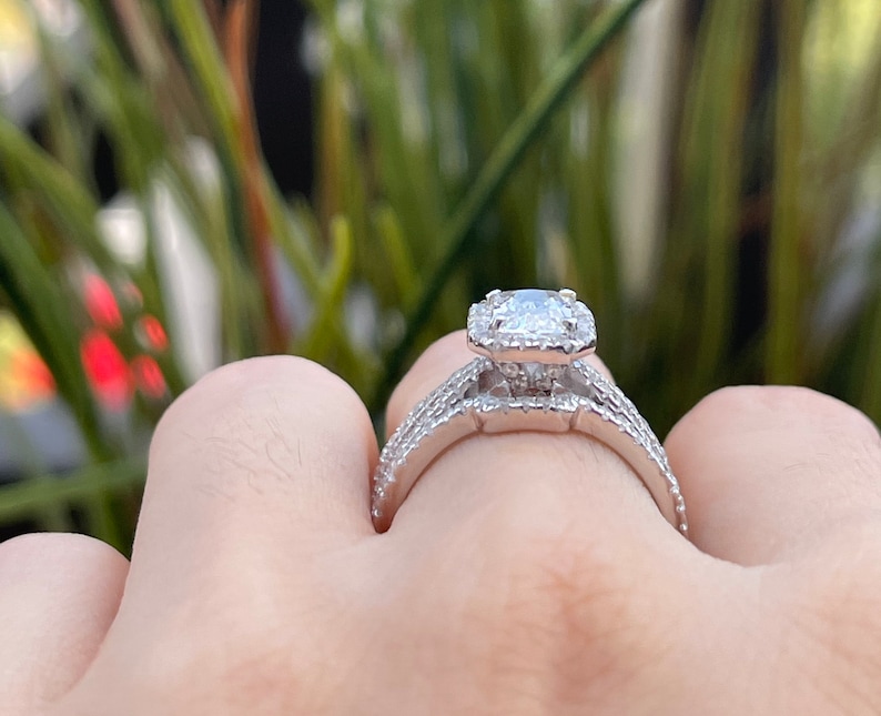 Emerald Cut Bridal Ring Set Rectangle Engagement Ring Set | Etsy