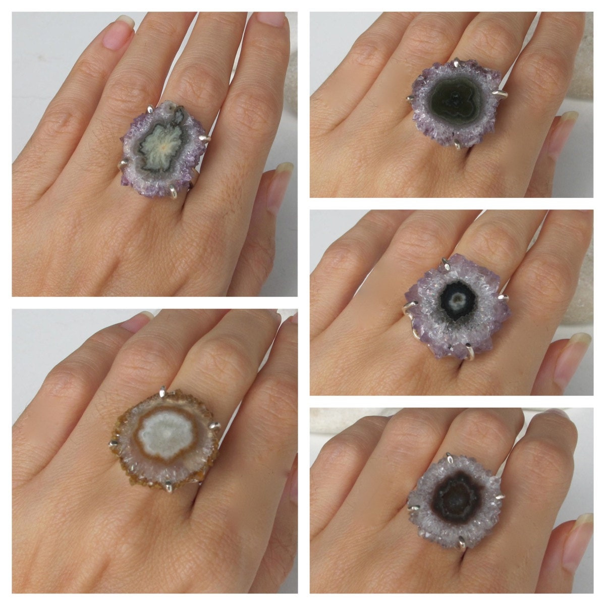 Raw Boho Amethyst Ring- Bohemian Statement Ring- Geode Rock Ring- Gypsy ...