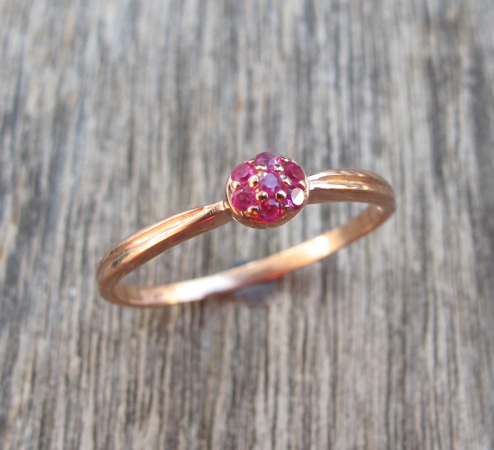 Dainty Genuine Ruby Diamond Cluster Stackable Ring Ring for | Etsy