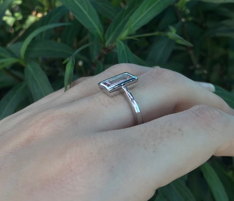 Morganite Rectangle Genuine Solitaire Ring Morganite | Etsy Morganite Rectangle Genuine Solitaire Ring Morganite | Etsy