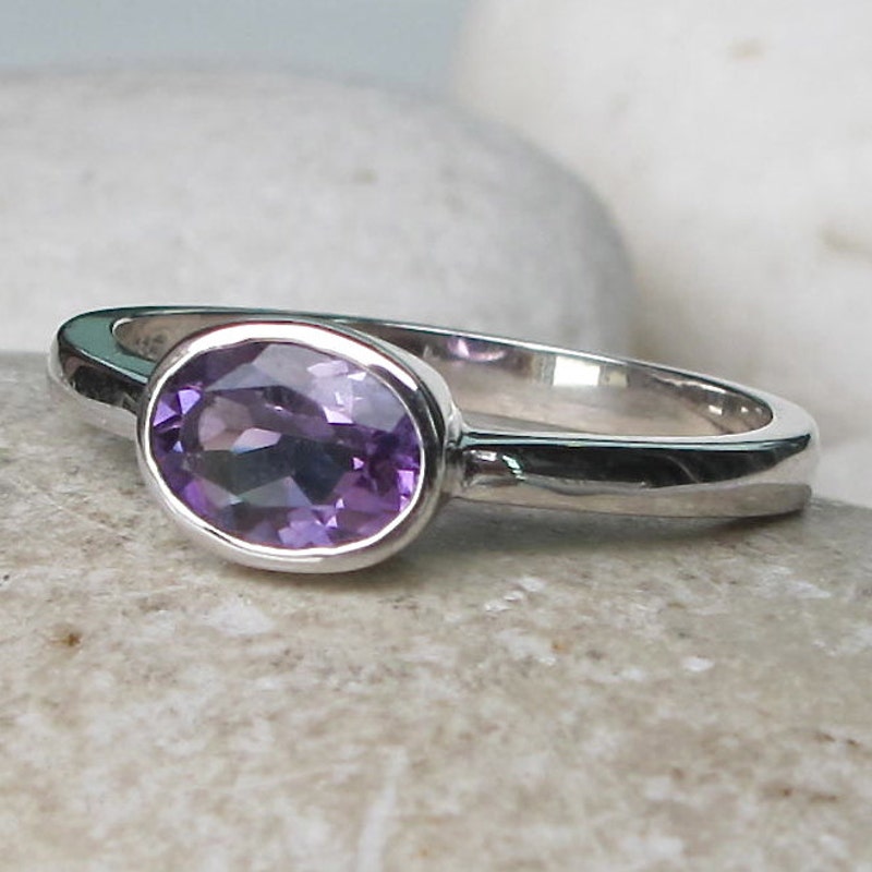 Sterling Silver Genuine Amethyst Rings - Etsy
