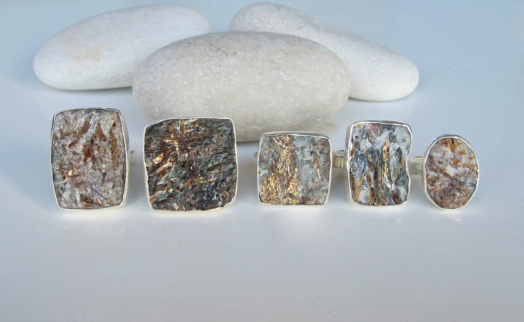 Pyrite Raw Geode Statement Ring- Rock Rectangular Slab Geode Ring ...