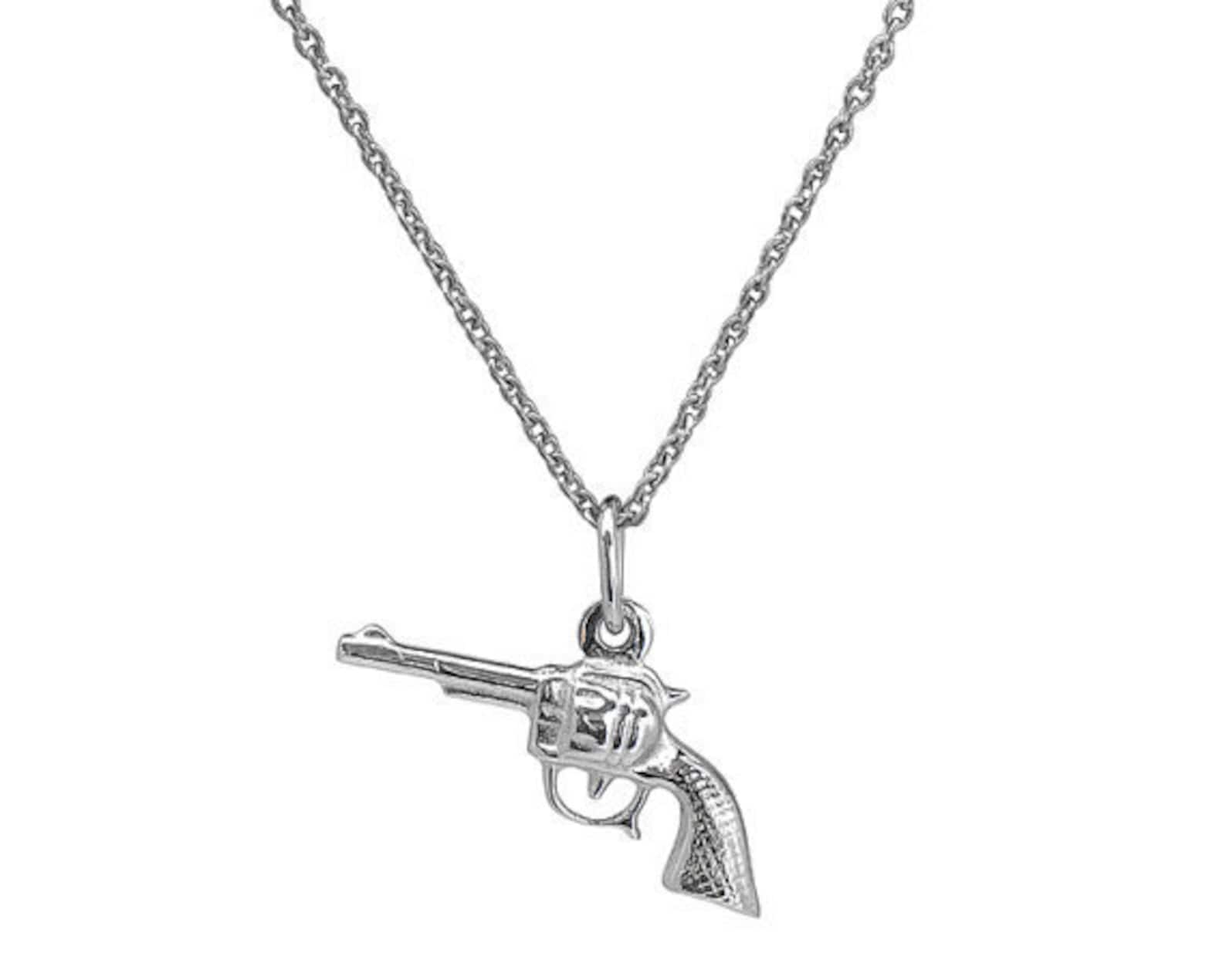 Gold Gun Necklace Gun Necklace Rifle Necklace Revolver Necklace Gold ...