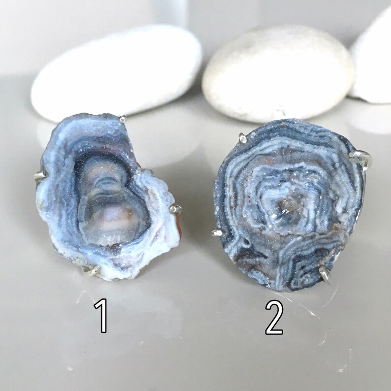 Geode Druzy Statement Ring- Raw Rock Silver Ring- Large Raw Crystal ...
