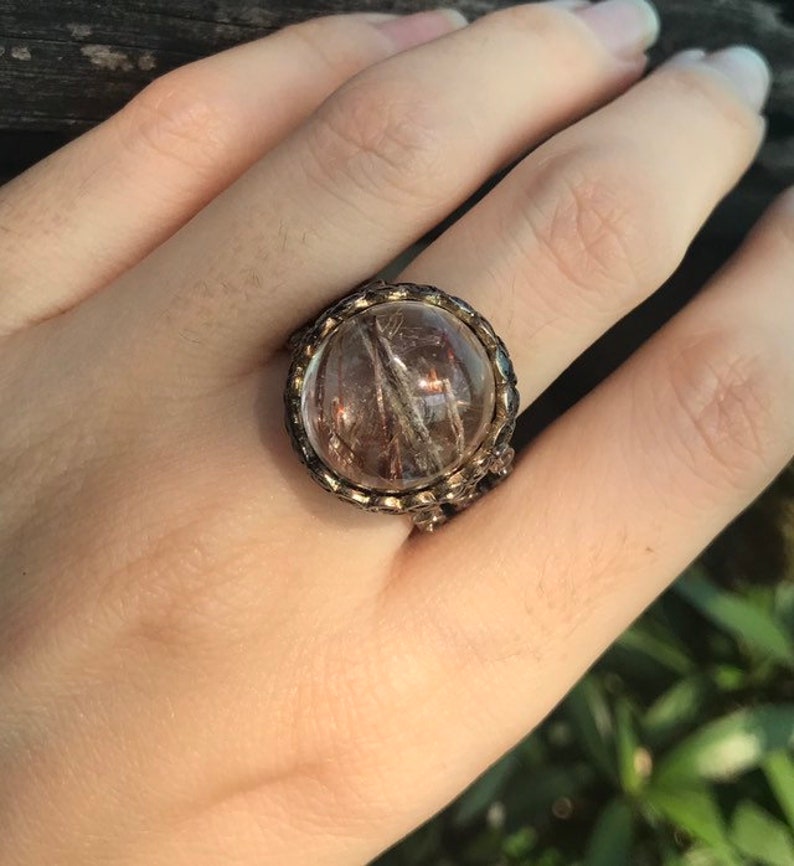 22ct Copper Rutilated Quartz Dome Round Mood Ring Unique - Etsy