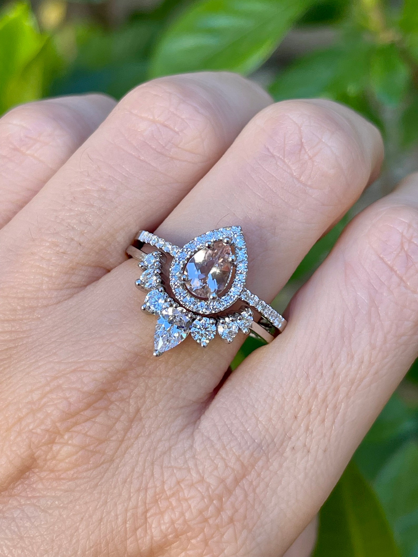 Pear Morganite Promise Ring Genuine Morganite Engagement | Etsy