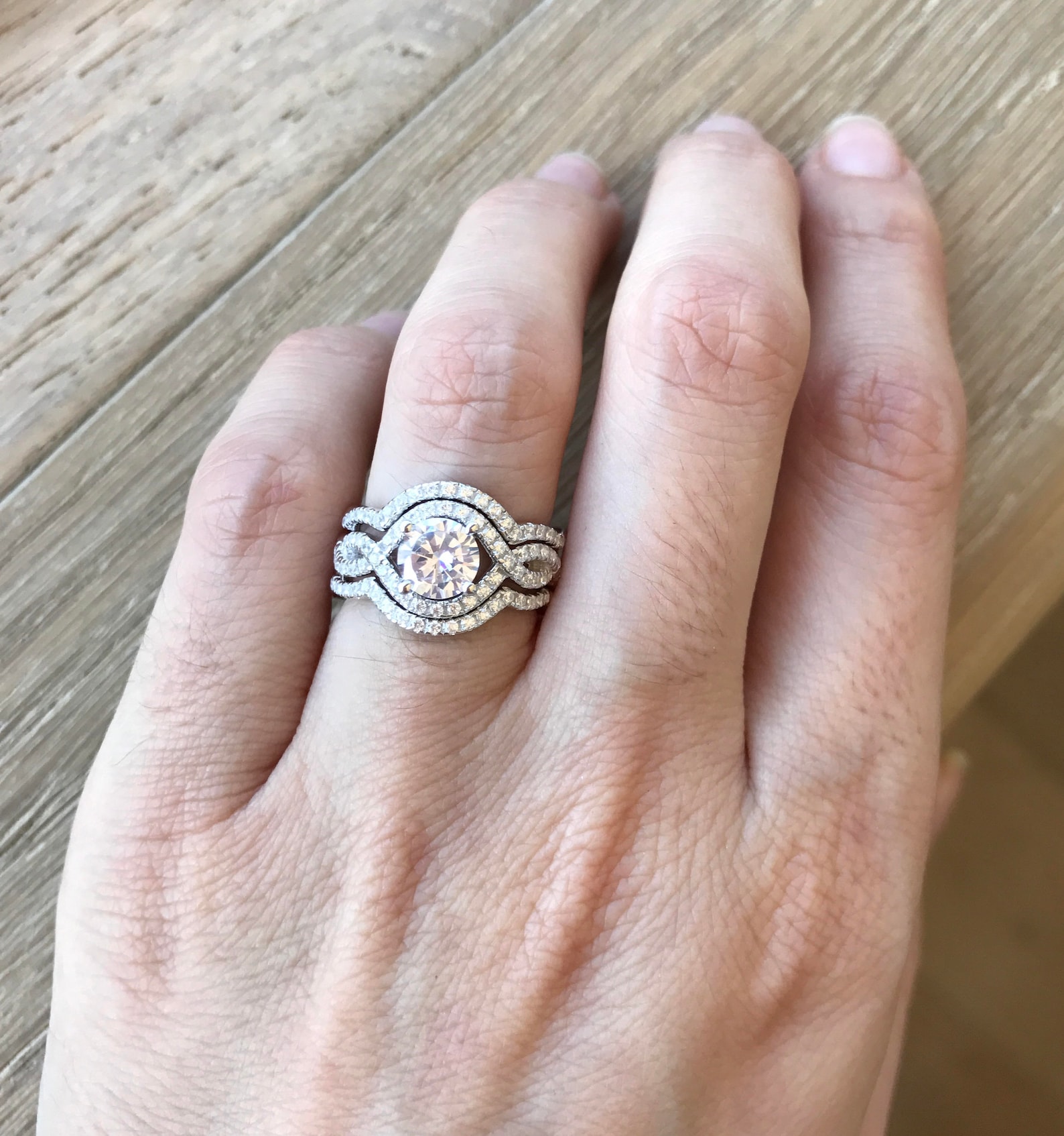 Infinity Twist Engagement Ring Set Rose Gold Engagement Ring - Etsy