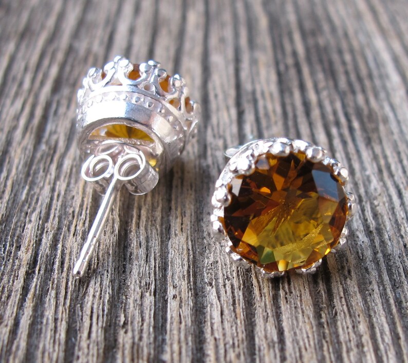 Round Citrine Stud Yellow Topaz Earring November Birthstone - Etsy