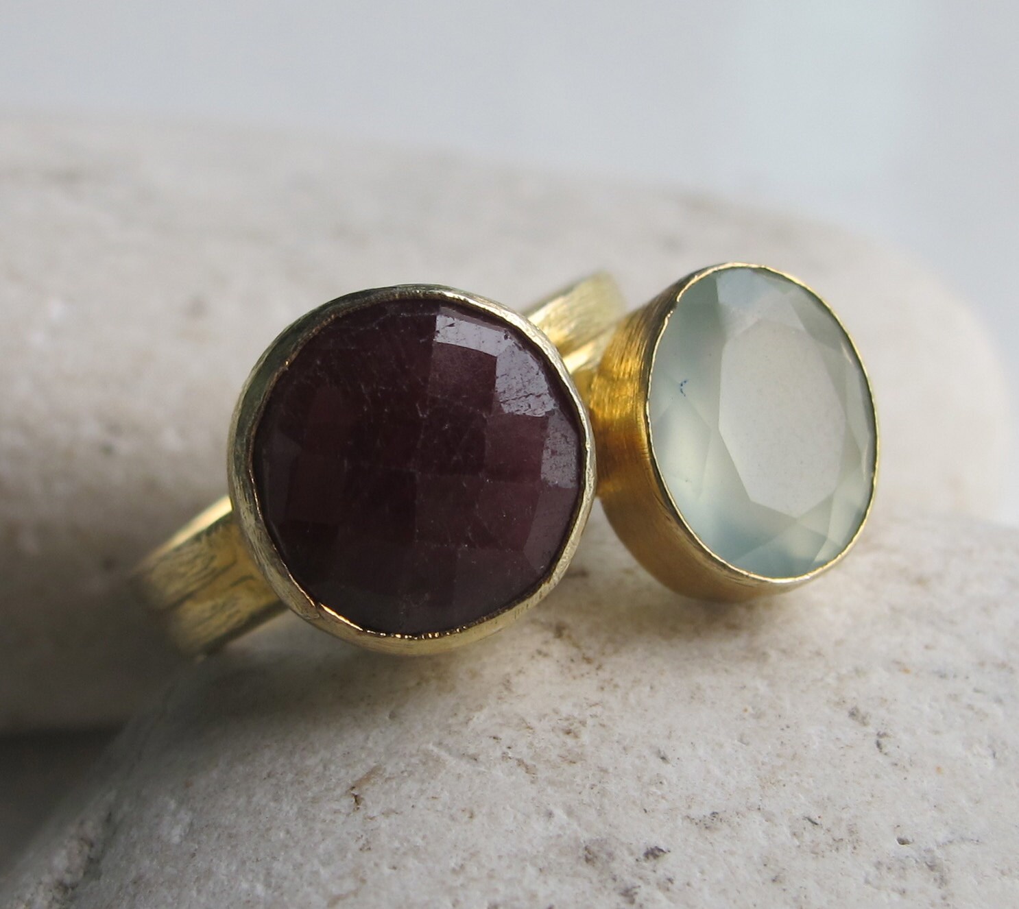 Stack Ruby Ring- Quartz Ring- Topaz Rings- Stone Rings- Stack Stone ...