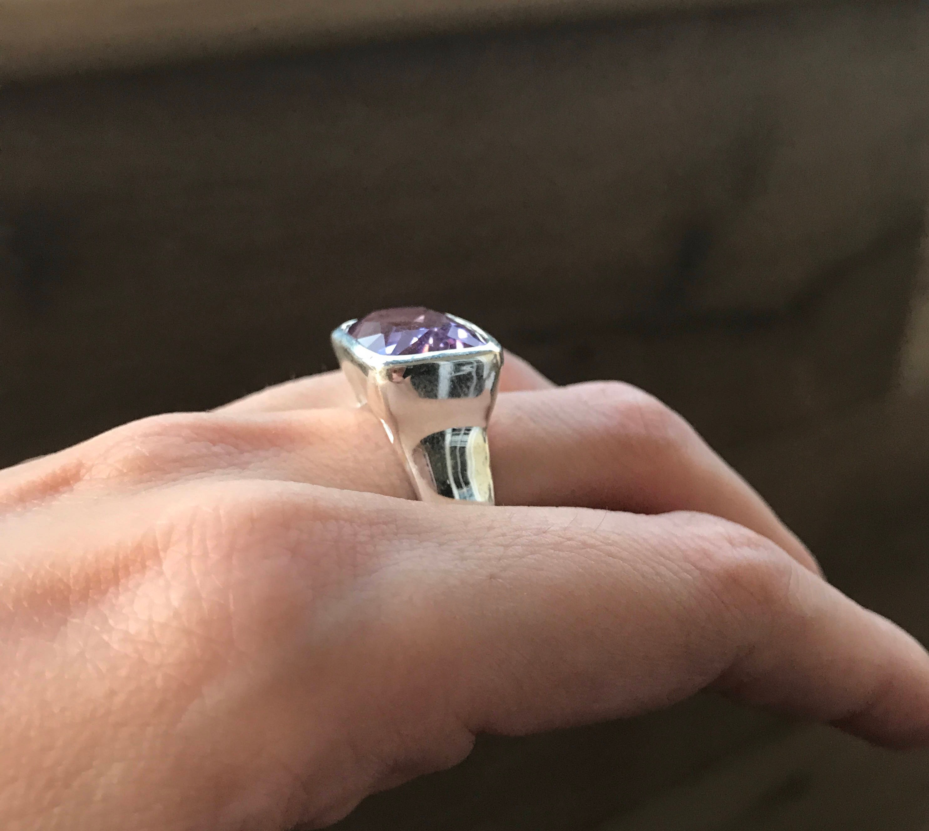 Amethyst Ring Rose Gold Large Rectangle Ring February Birthstone Ring ...