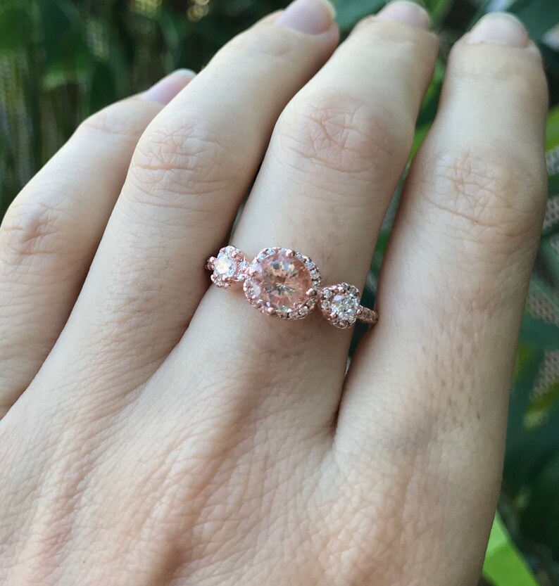 Morganite Rose Gold Ring Morganite Bridal Set Morganite | Etsy