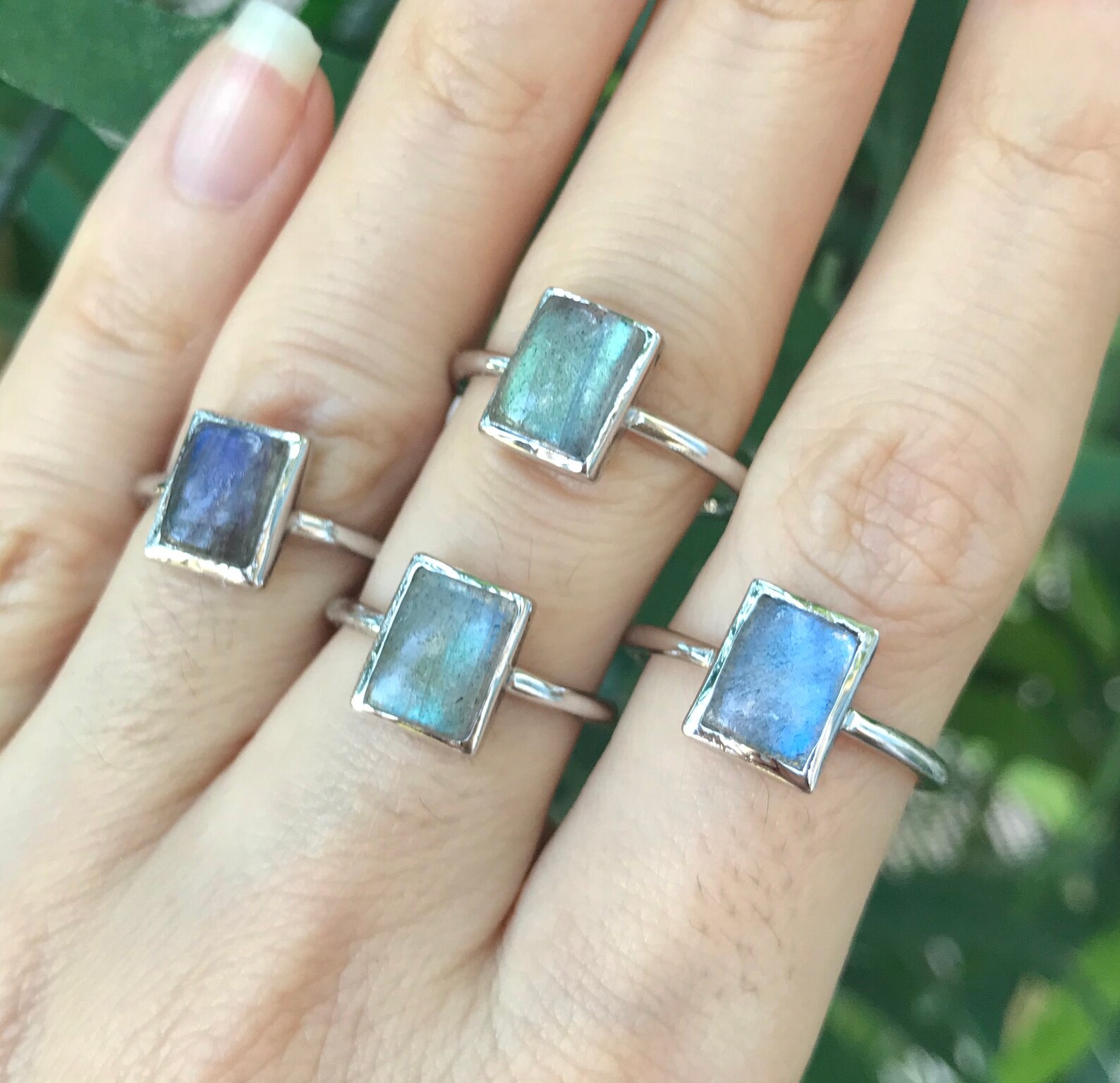Rectangle Labradorite Boho Sterling Silver Vertical Horizontal Smooth ...