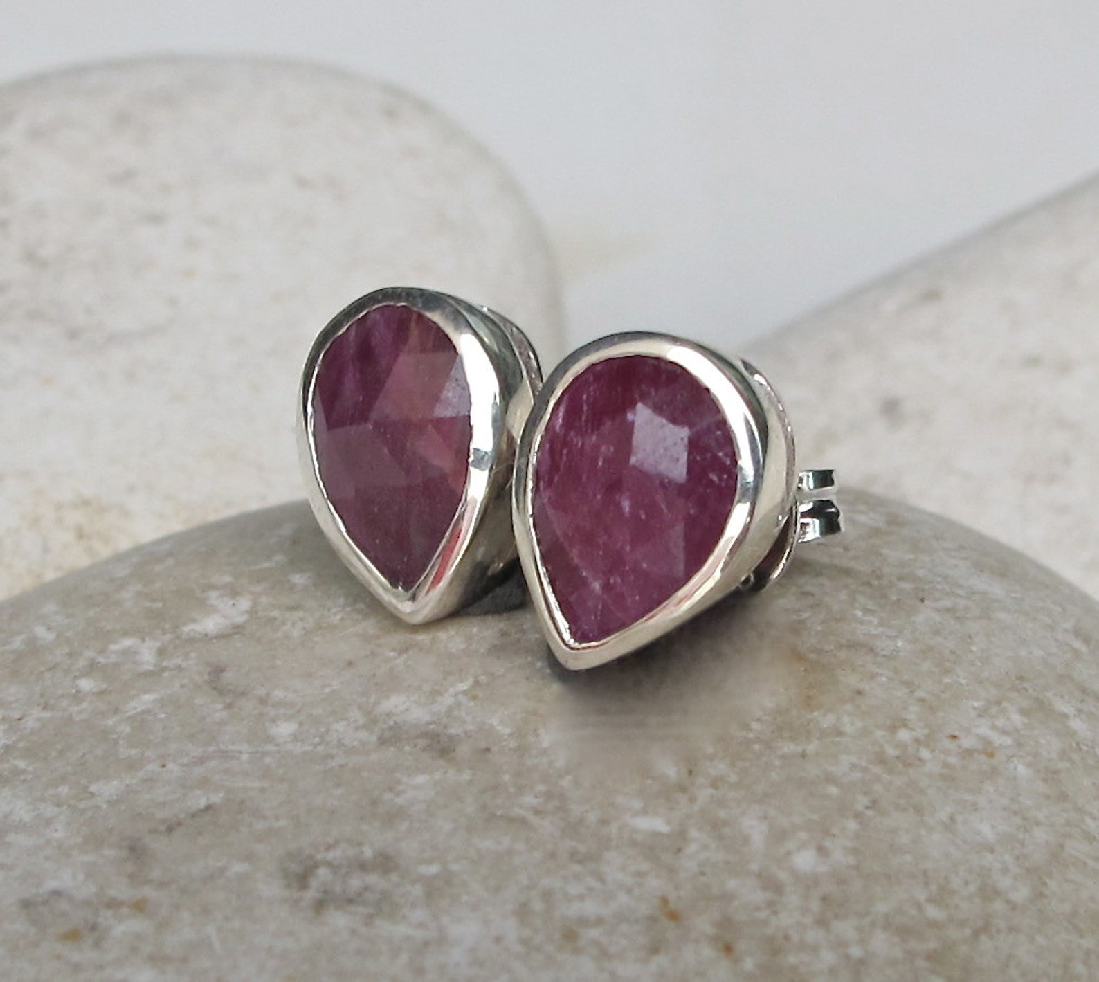 Pear Shaped Ruby Earring Classic Ruby Stud Earring Simple | Etsy