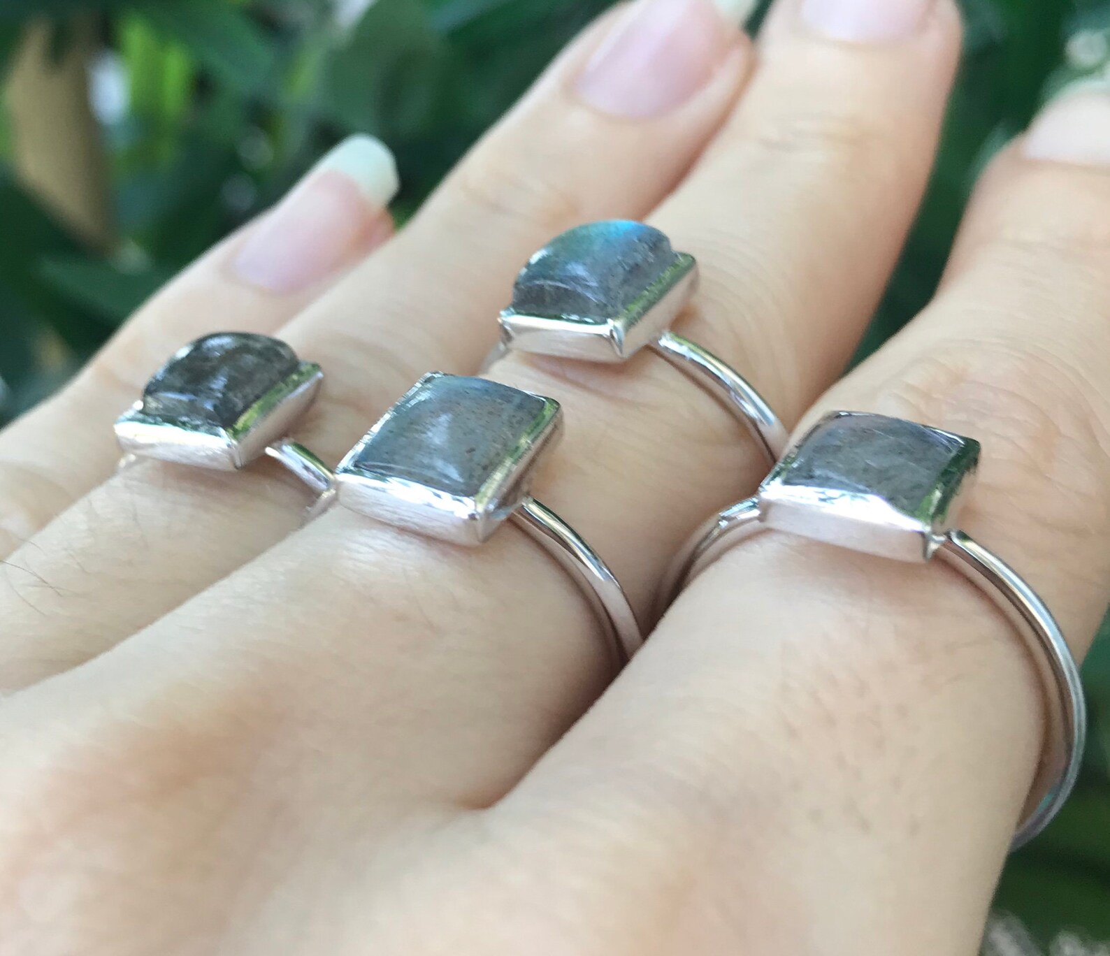 Rectangle Labradorite Boho Sterling Silver Vertical Horizontal Smooth ...