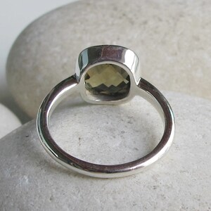 Olive Green Gemstone Ring Green Quartz Silver Ring Green Topaz Ring ...