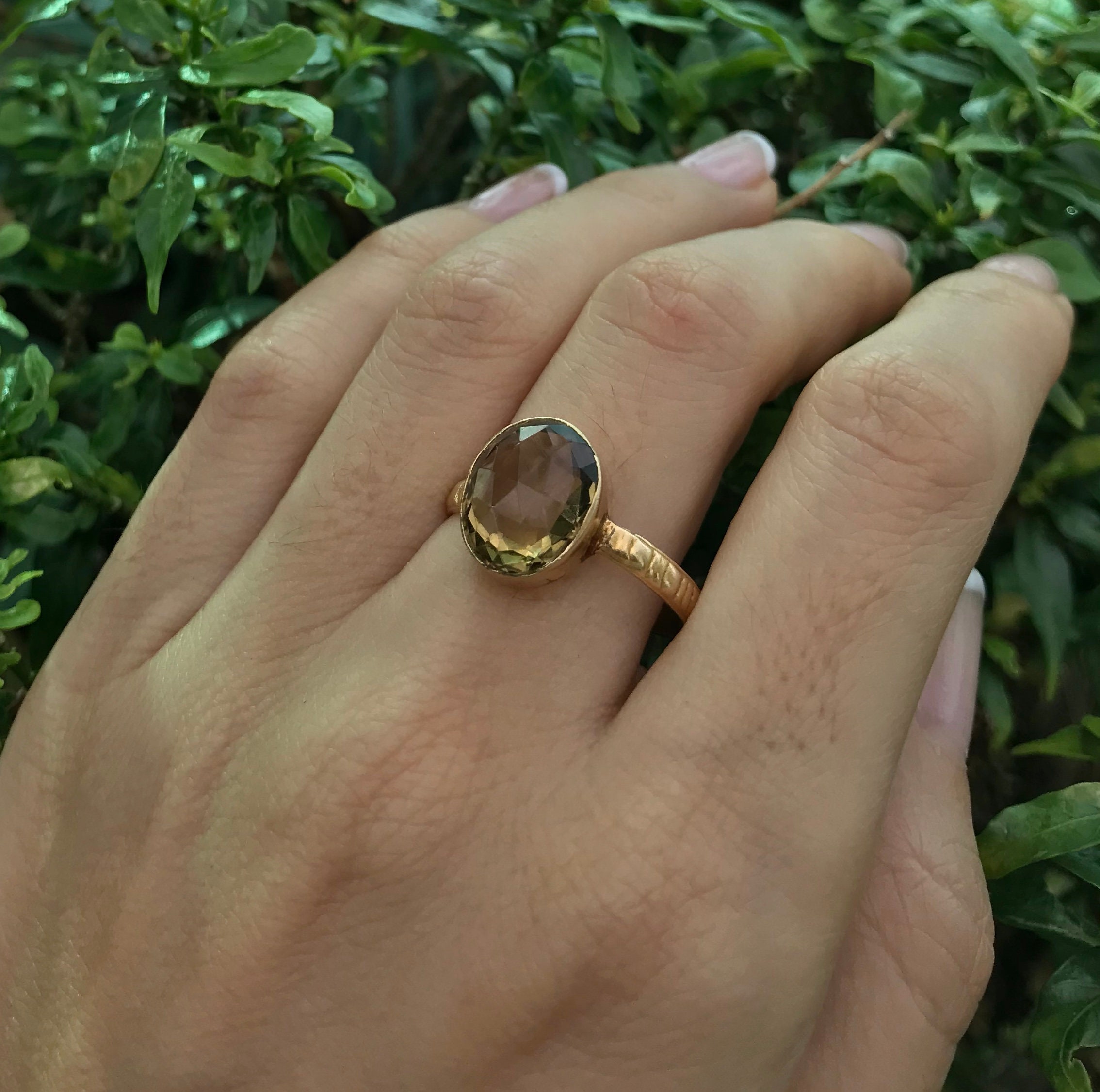 Smoky Quartz Oval Gold Ring Smoky Topaz Gemstone Minimal Ring Brown Smoky Quartz Oval Gold Ring Smoky Topaz Gemstone Minimal Ring Brown
