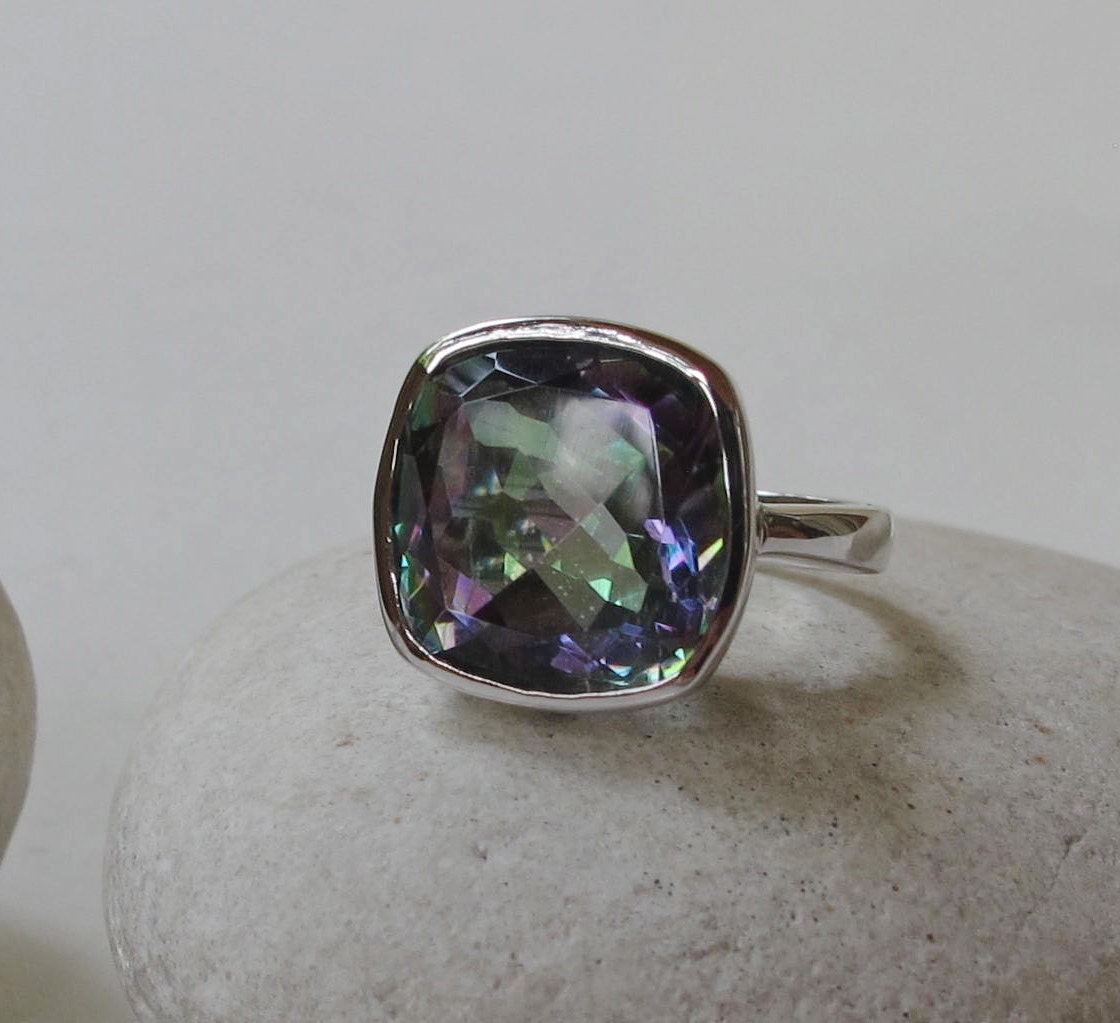 Mystic Topaz Neptune Garden Mood Ring Large Square Mystic - Etsy