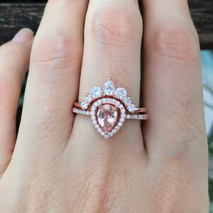 Pear Morganite Promise Ring Genuine Morganite Engagement | Etsy