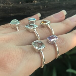 Gemstone Stackable Sterling Silver Ring- Stone Ring Set for Teen ...