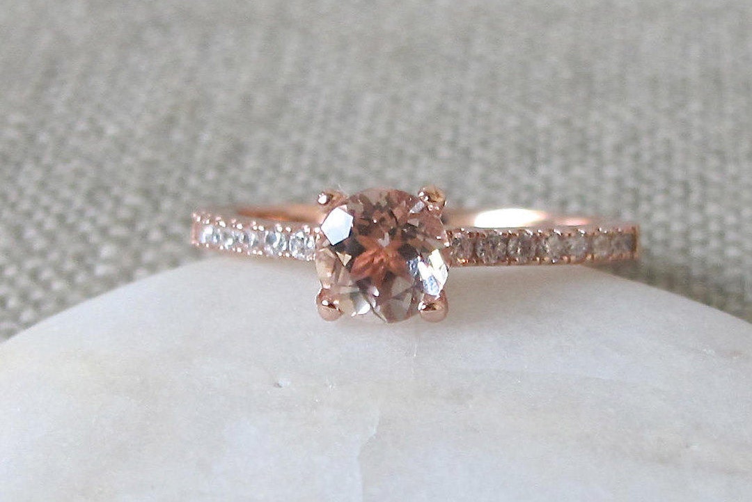 Morganite Engagement Ring- Classic Morganite Promise Ring- Rose Gold ...