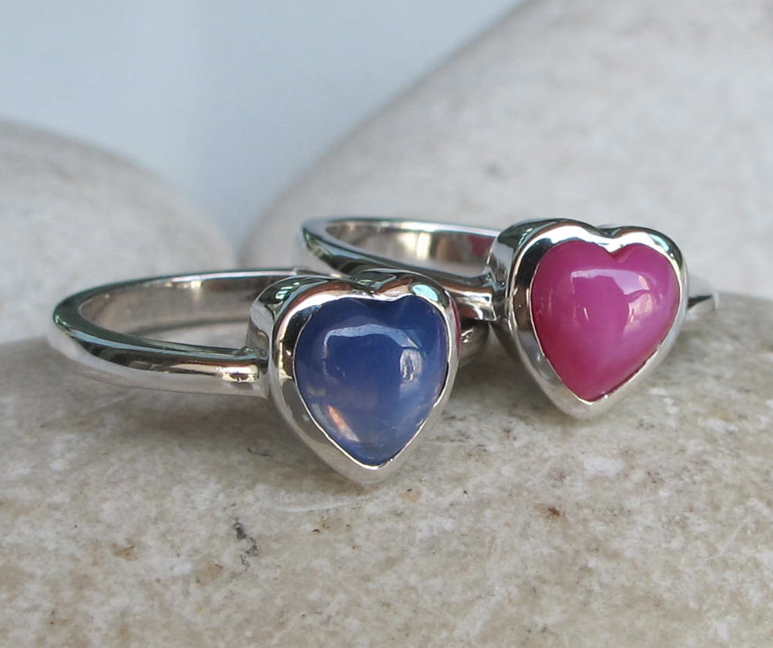 Star Sapphire Stackable Heart Shape Ring- Valentine Ring for Her- Lab ...