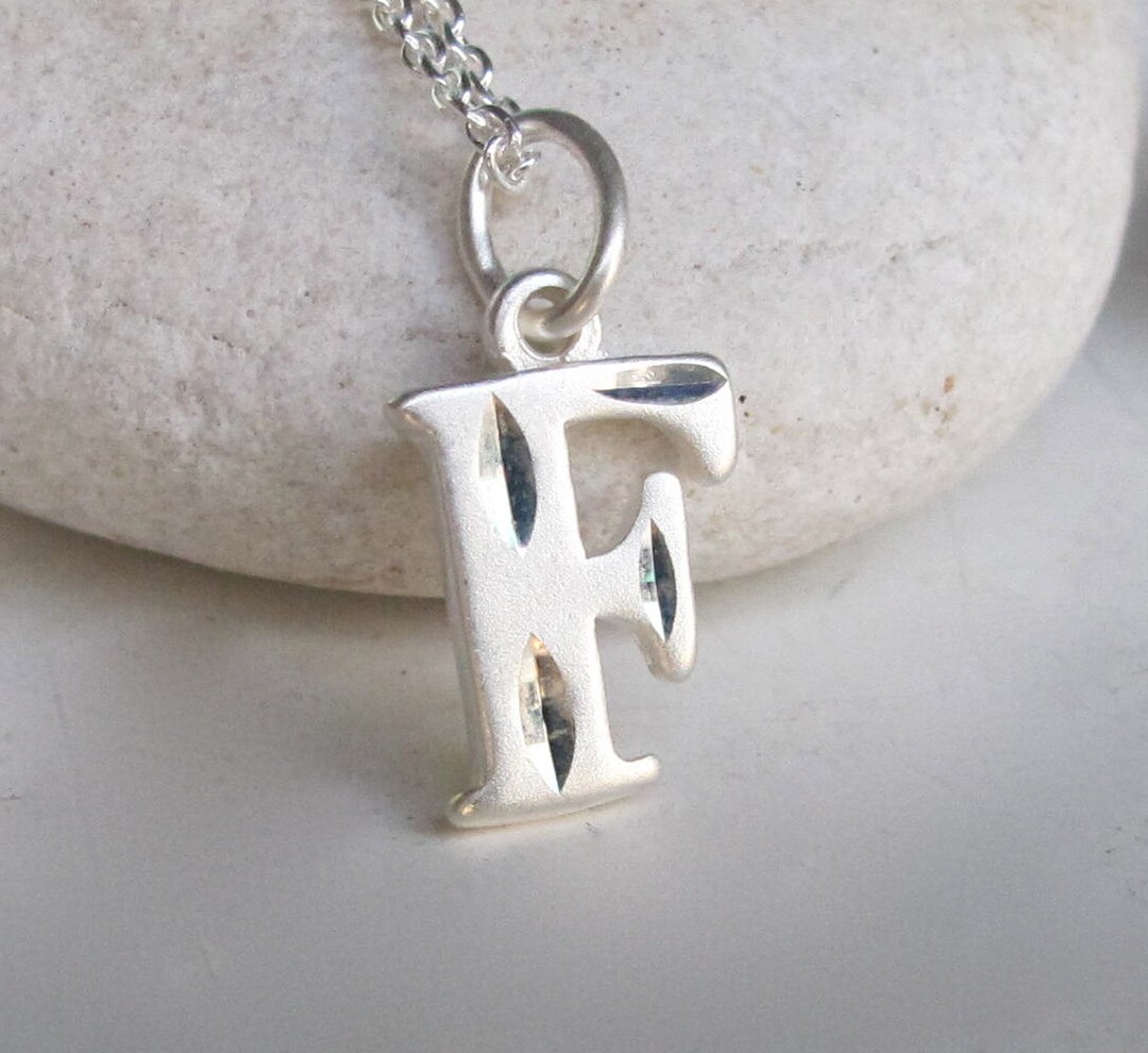 Initial F Necklace- Charm Necklace- Silver Initial Necklace- Statement ...