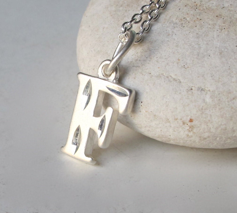 Initial F Necklace Charm Necklace Silver Initial Necklace - Etsy