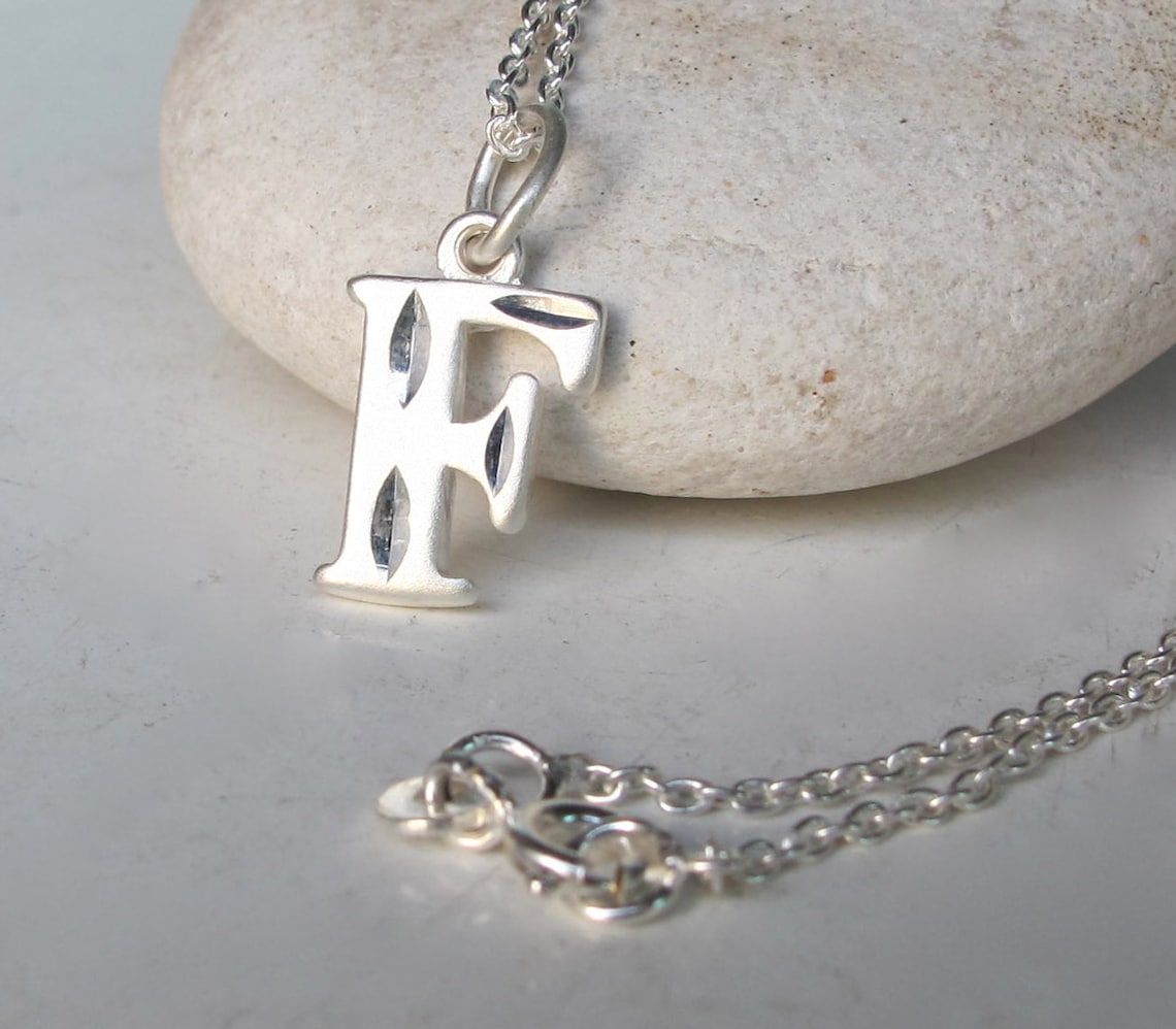 Initial F Necklace Charm Necklace Silver Initial Necklace - Etsy