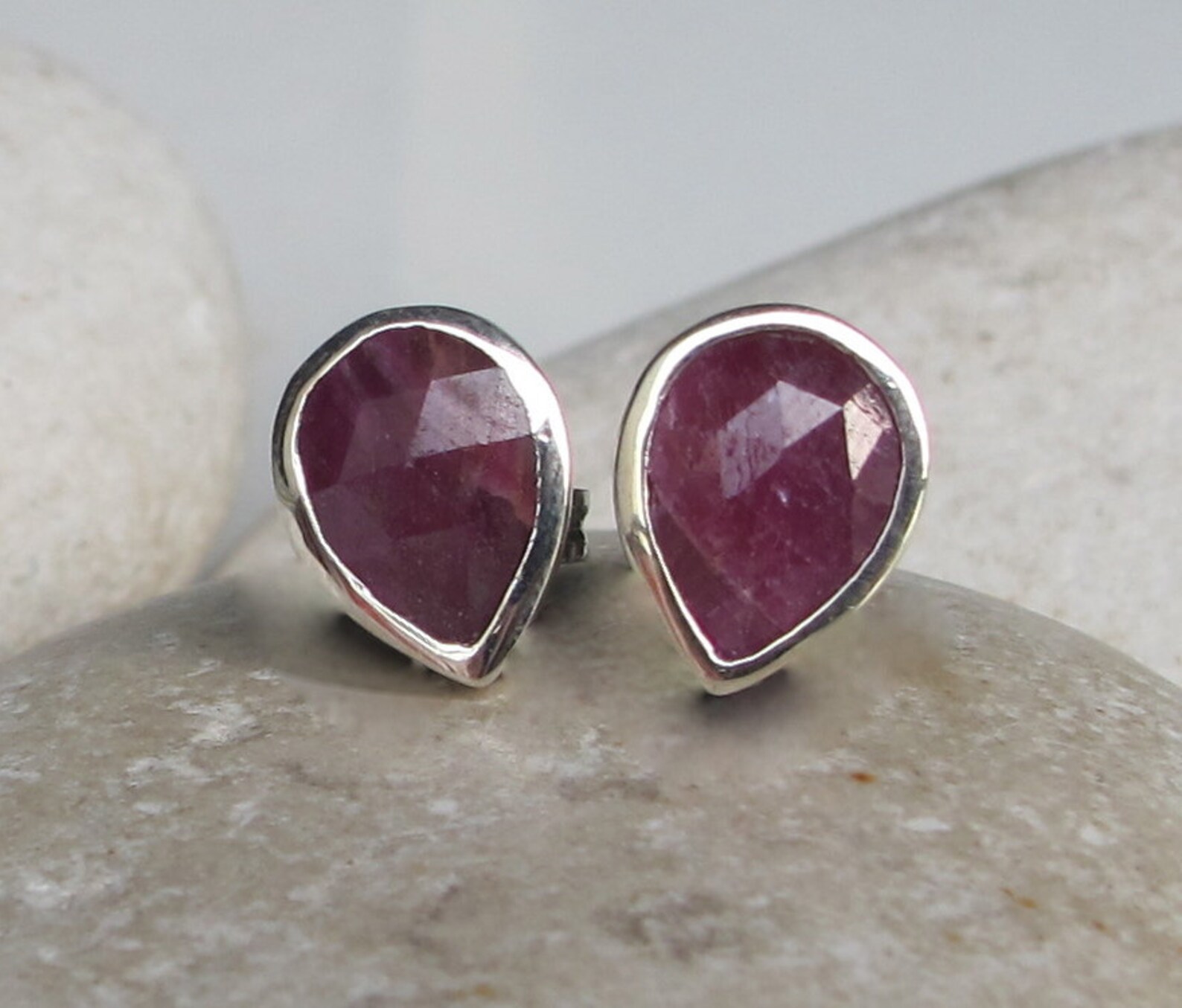 Pear Shaped Ruby Earring Classic Ruby Stud Earring Simple | Etsy