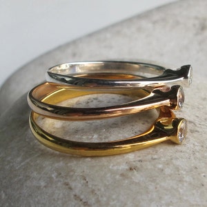 White Sapphire Promise Ring- Tiny Engagement Ring- Colorless Simple ...