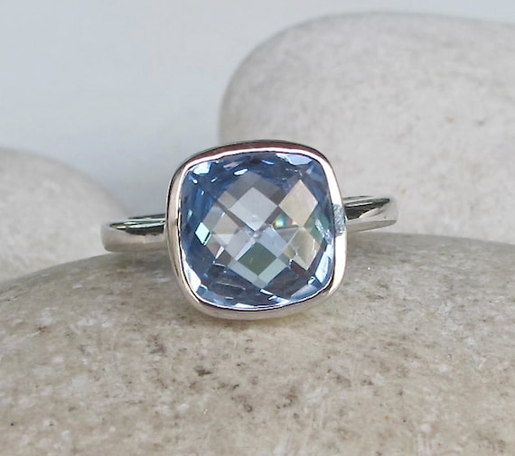 Classic Blue Ring Square Blue Ring-december Birthstone | Etsy