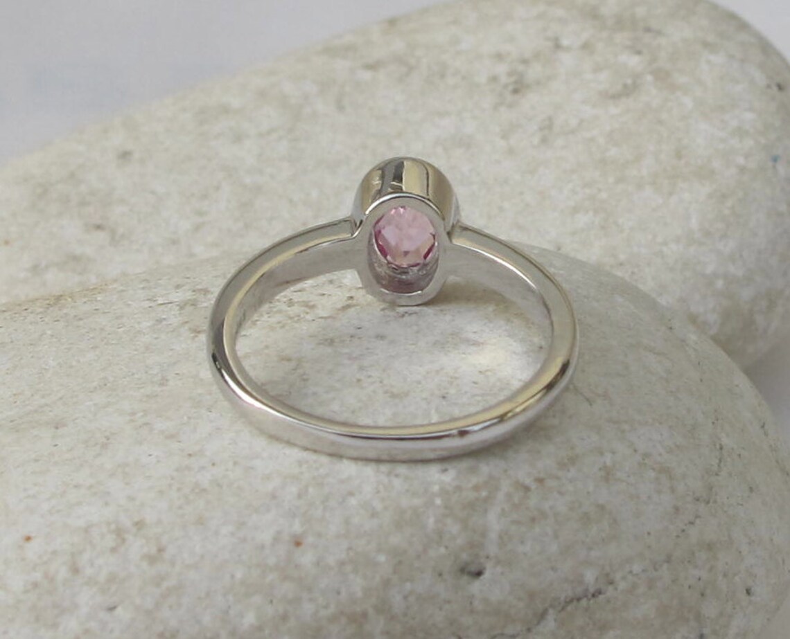 Pink Cubic Zirconia Oval Dainty Ring Rose Quartz Stackable - Etsy