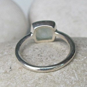 Square Light Green Stackable Ring- Aqua Gemstone Cushion Ring- Pale ...