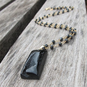 Rectangle Black Druzy Raw Necklace Rustic Boho Gemstone Necklace - Etsy