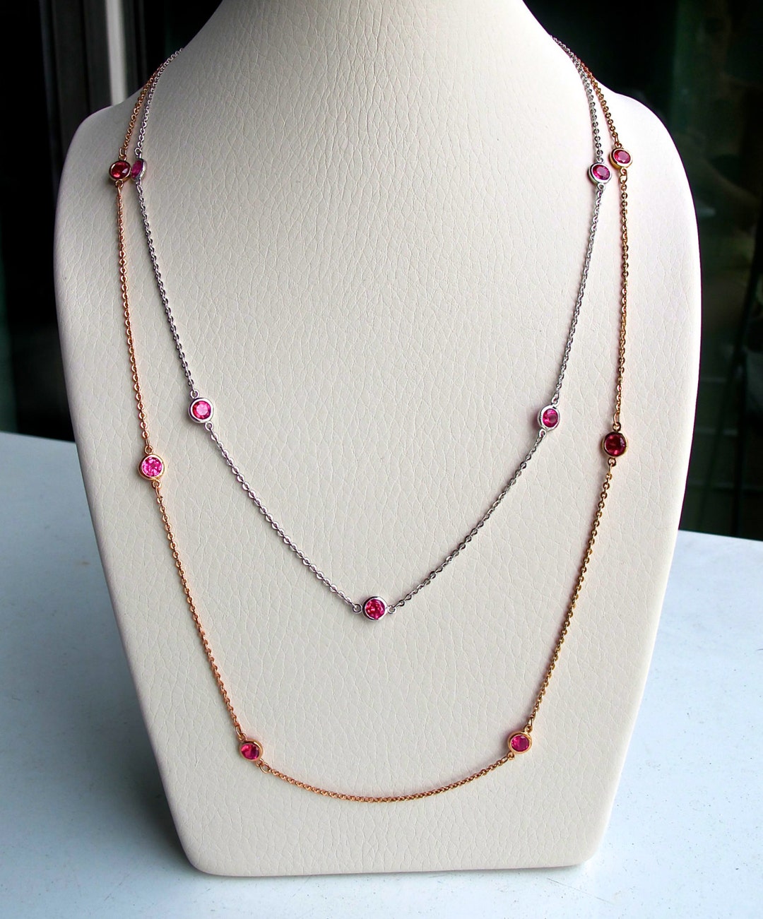 Red Round Ruby Chain Dainty Necklace- Necklace by the Yard- Layering ...