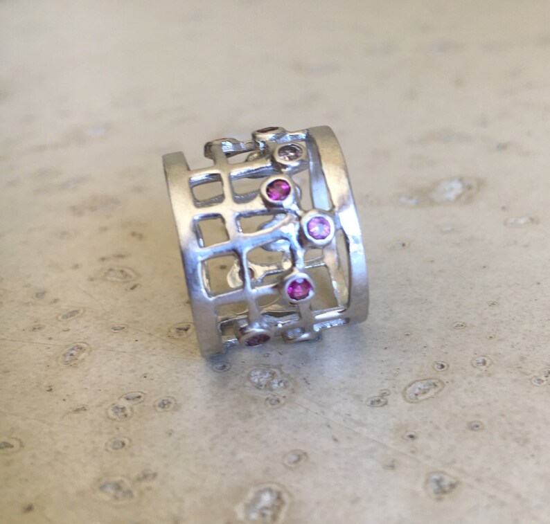 Cluster Ring Boho Pink Tourmaline Statement Geometric Ring - Etsy