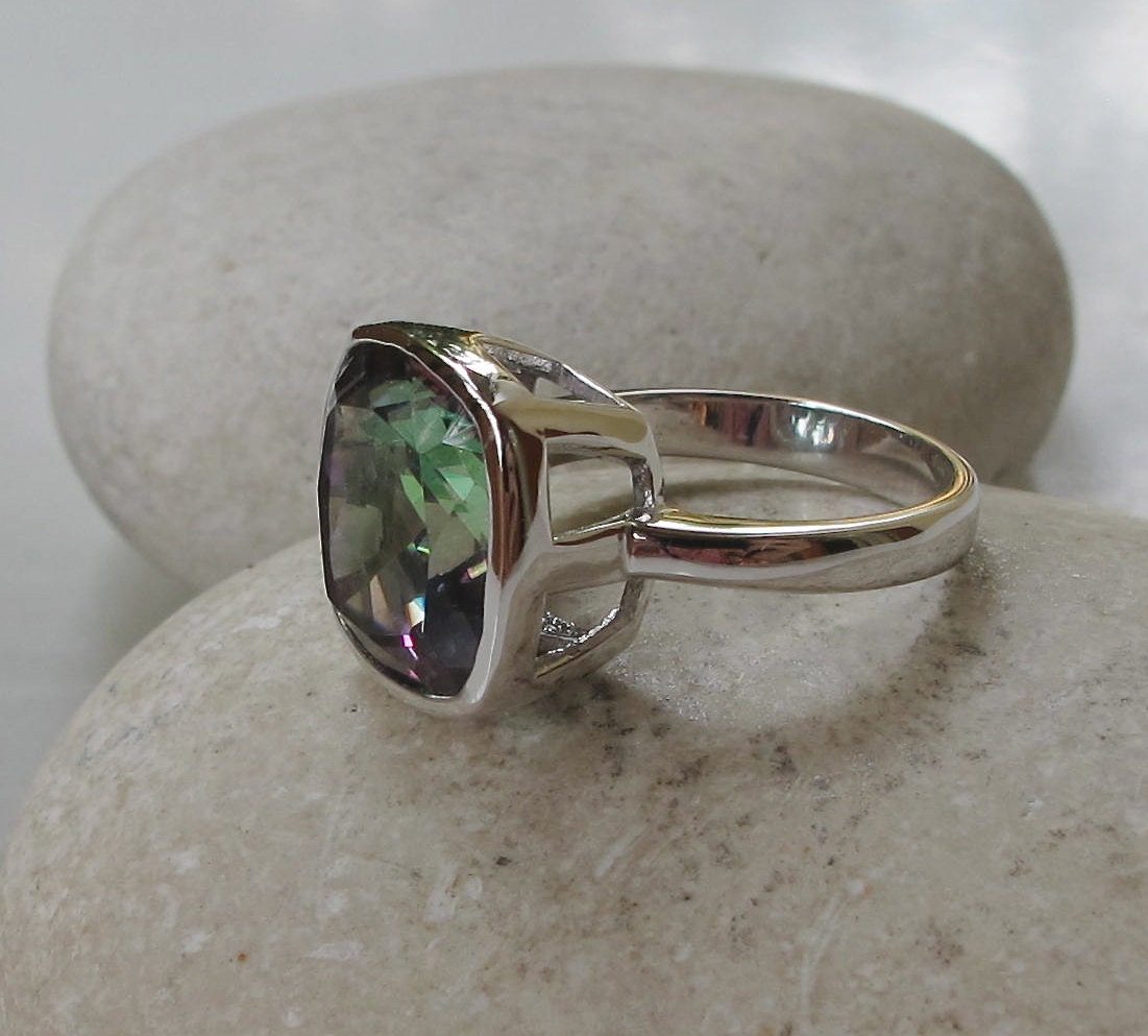 Mystic Topaz Neptune Garden Mood Ring Large Square Mystic - Etsy
