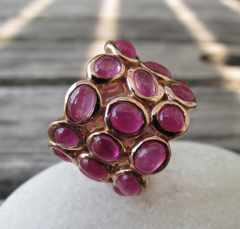 Ruby Statement Band Ring Rose Gold Ruby Ring July Birthstone | Etsy