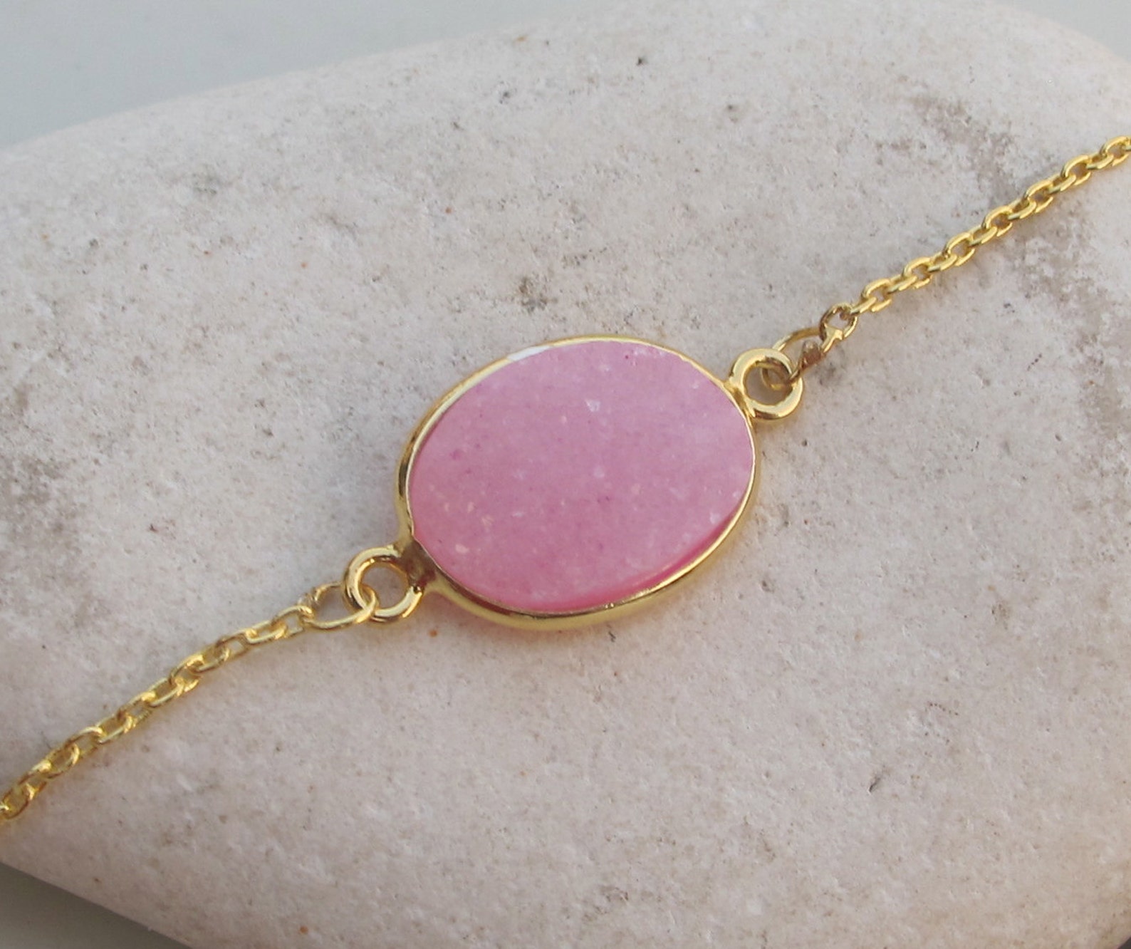 Pink Druzy Earring Necklace Druzy Jewelry Set Oval Druzy - Etsy