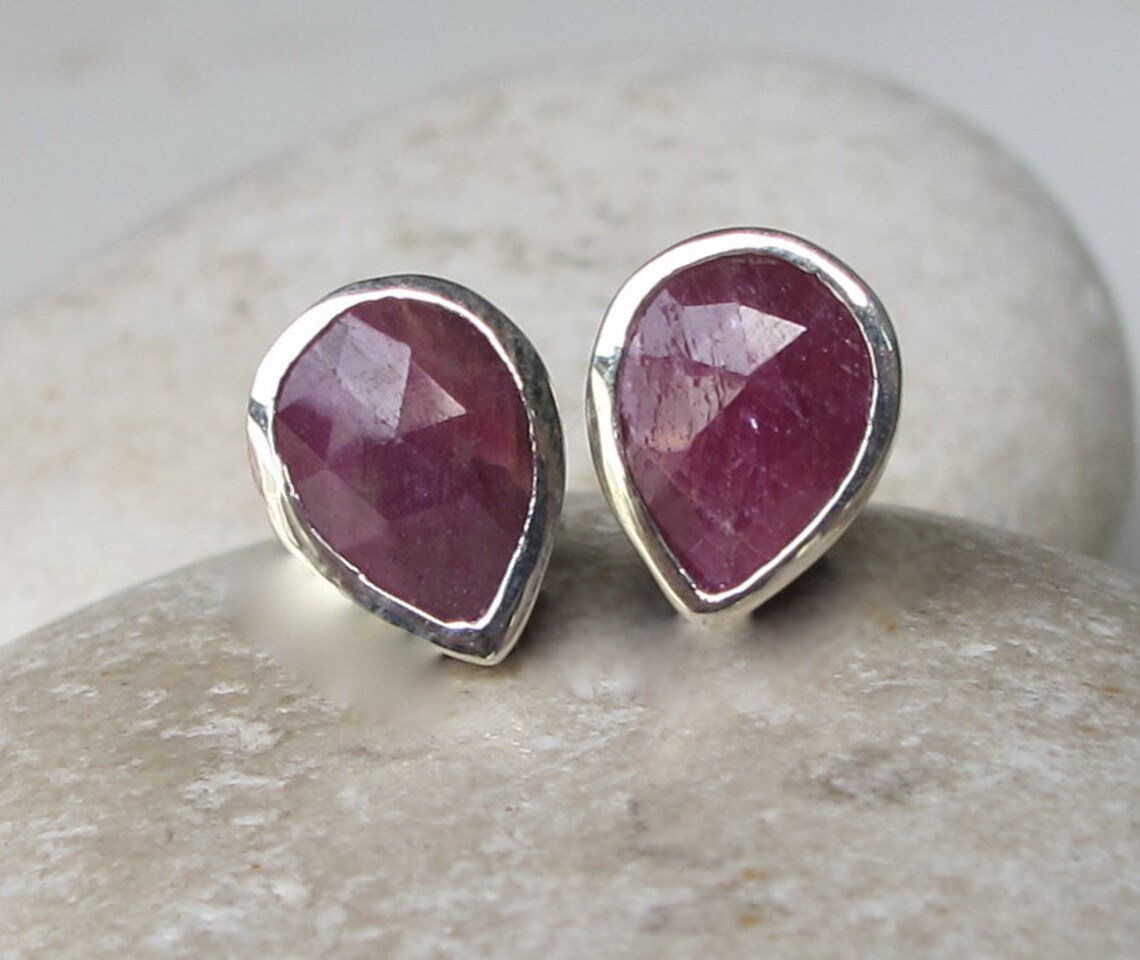 Pear Shaped Ruby Earring Classic Ruby Stud Earring Simple | Etsy