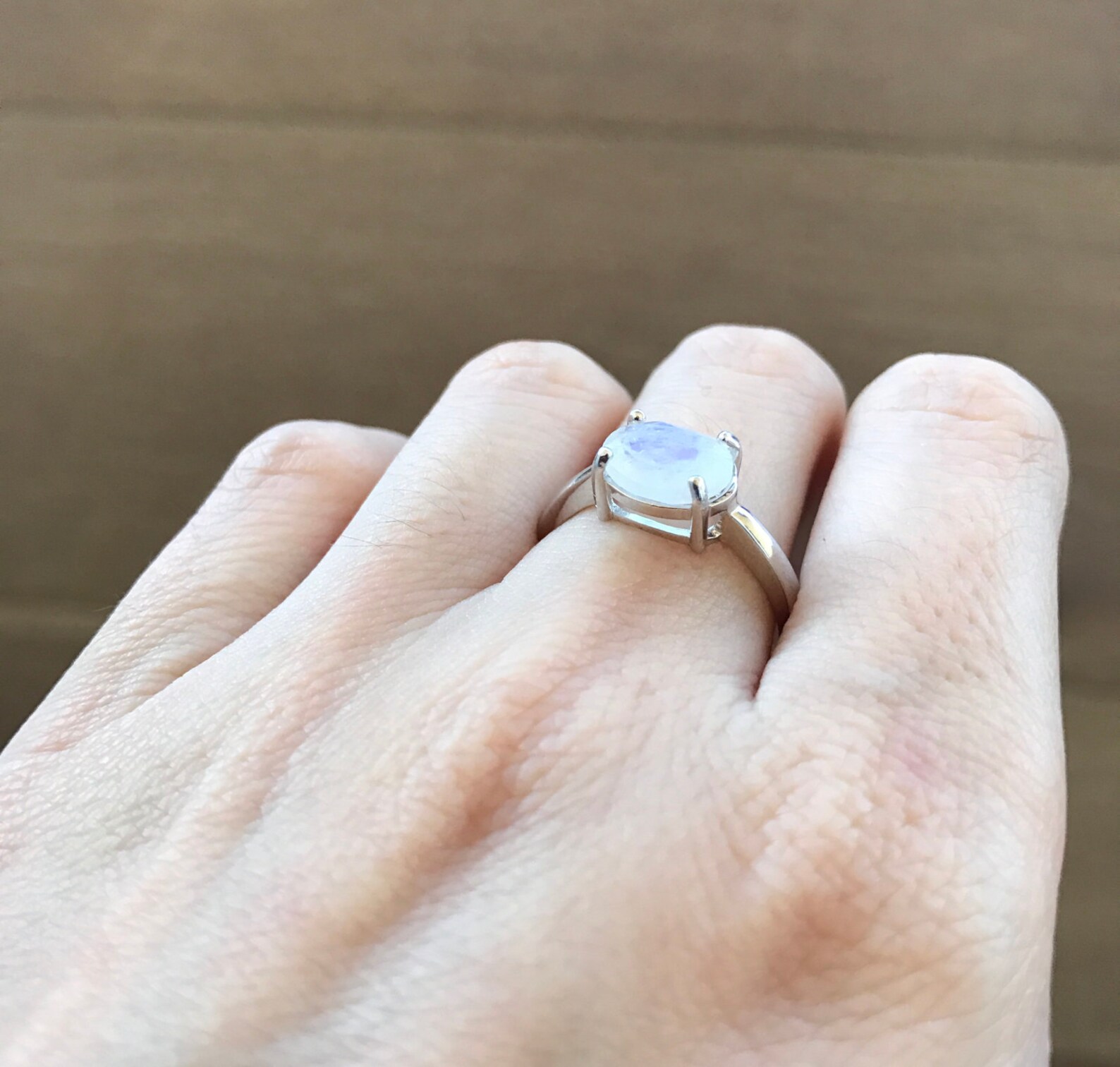 Oval Moonstone Prong Ring- Rainbow Moonstone Solitaire Ring- June ...