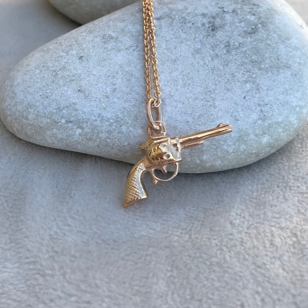 Gold Gun Necklace- Gun Necklace- Rifle Necklace- Revolver Necklace ...